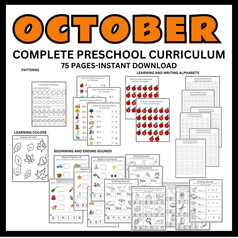 Preschool Curriculum Preschool Busy Book Kindergarten Worksheets Fall ...