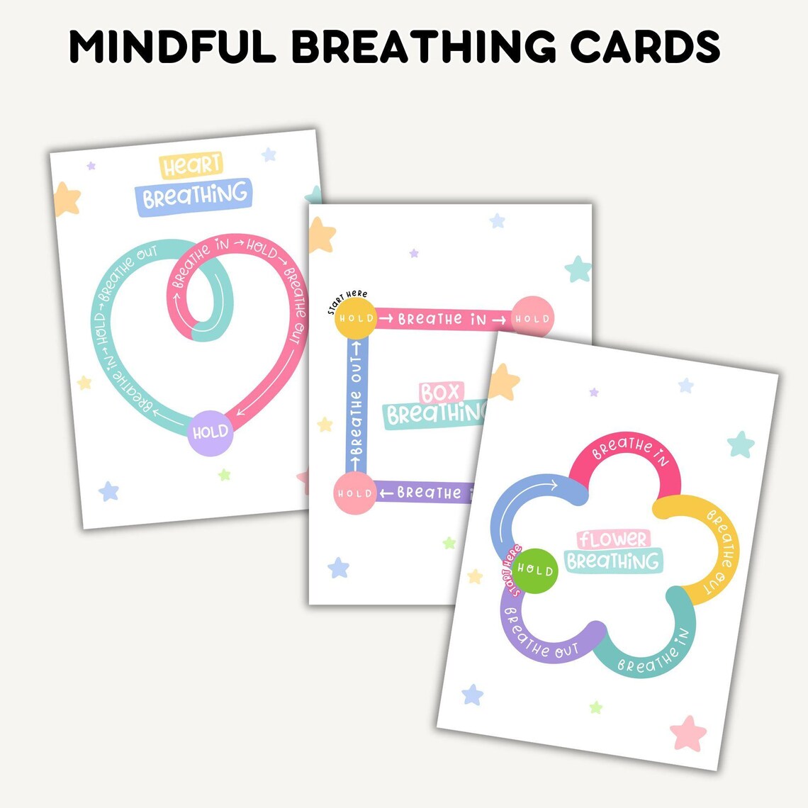 Kids Breathing Cards Kids Mindfulness Cards Coping Skills Coping ...