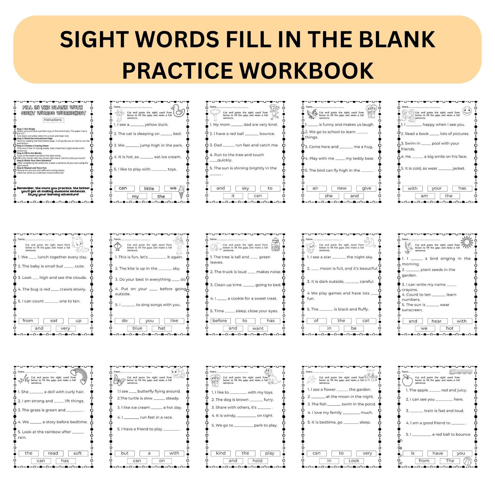 Printable Let's Learn Sight Words Worksheets. Kindergarten-1st Grade ...