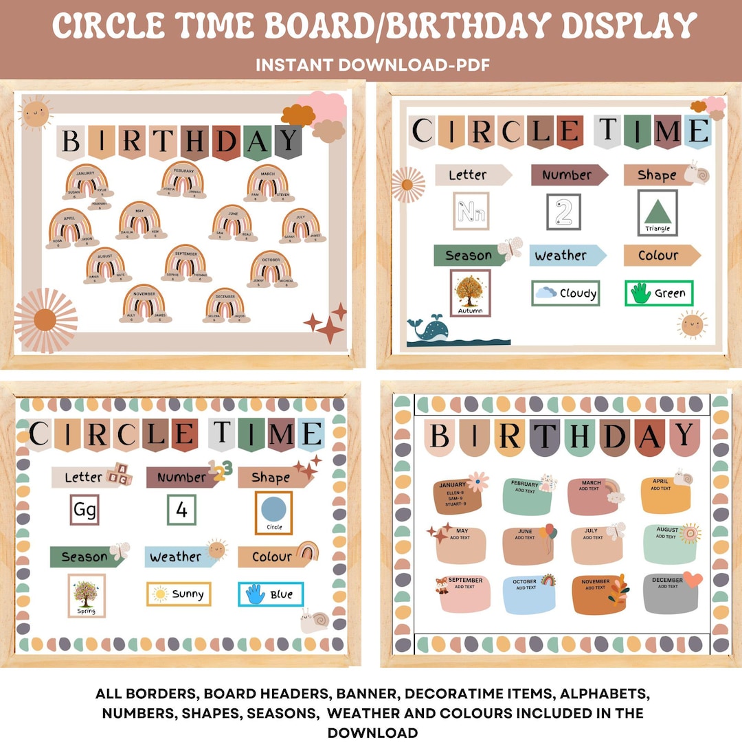 2 IN 1circle Time Board Birthday Display in One Bundle Classroom Decor ...