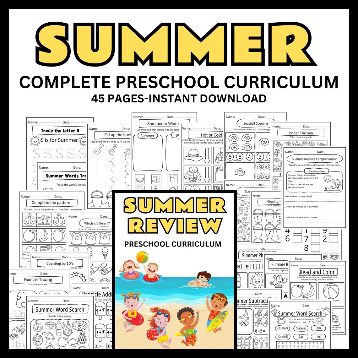 Pre K Summer Curriculum Preschool Curriculum Lesson Plan Summer ...