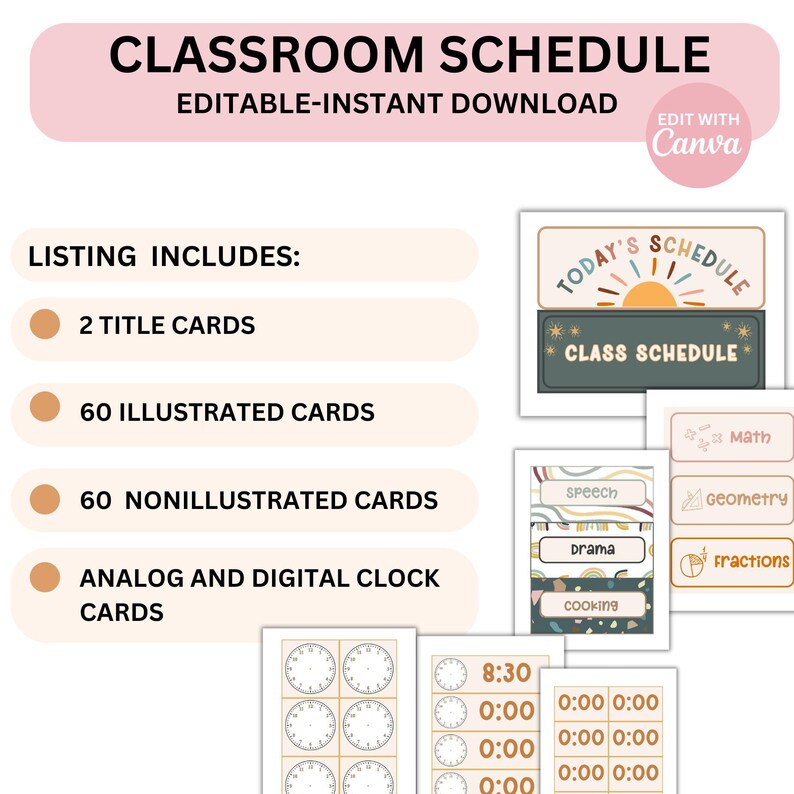 Classroom Schedule Editable Modern Boho Canva Template Classroom ...