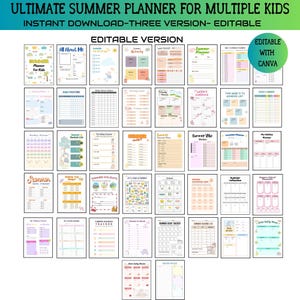 Printable Editable SUMMER Planner Bundle Summer Calendar Summer ...