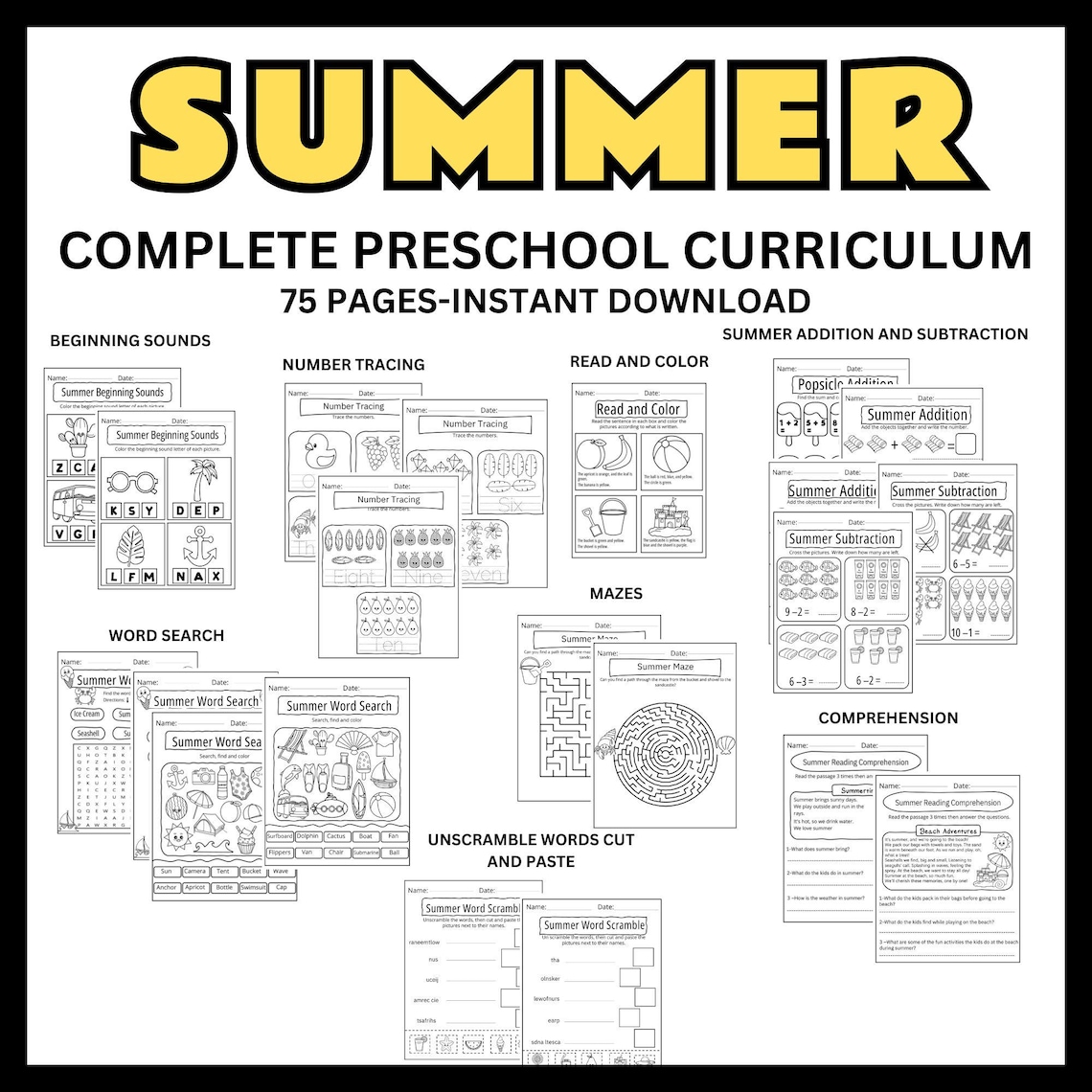 Pre K Summer Curriculum Preschool Curriculum Lesson Plan Summer ...