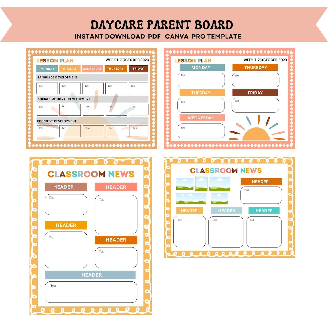 Daycare Parent Board Childcare Bulletin Board Canva Editable Template ...