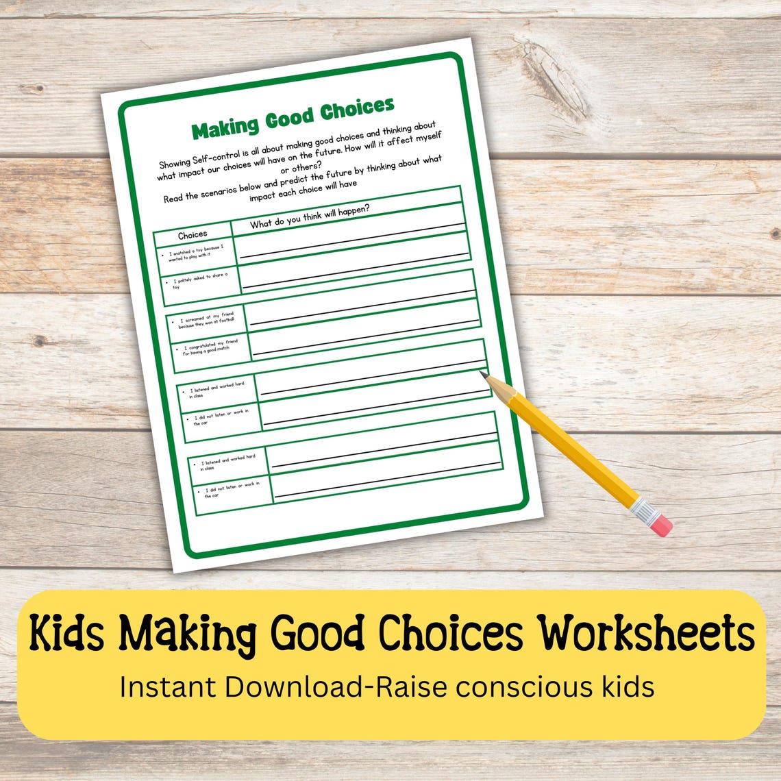 Good Vs Bad Choices Worksheets Social Skills Sorting Activities Autism ...