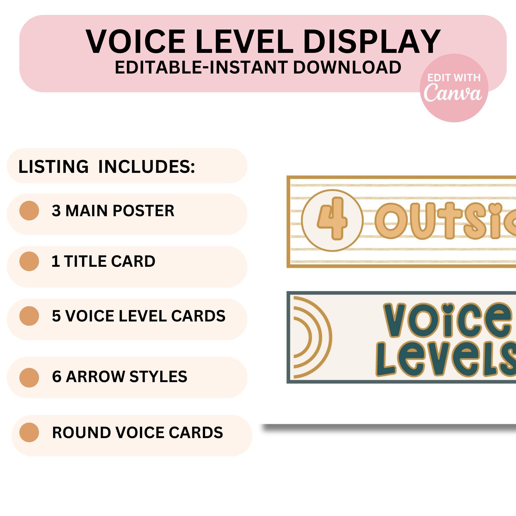 Voice Level Chart Classroom Printable Display Editable in Canva Boho ...