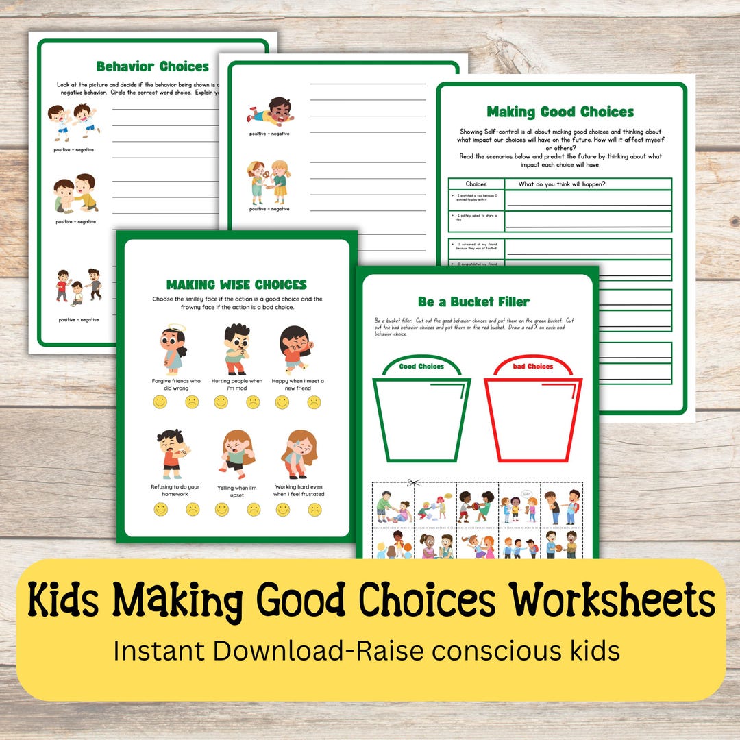Good Vs Bad Choices Worksheets Social Skills Sorting Activities Autism ...