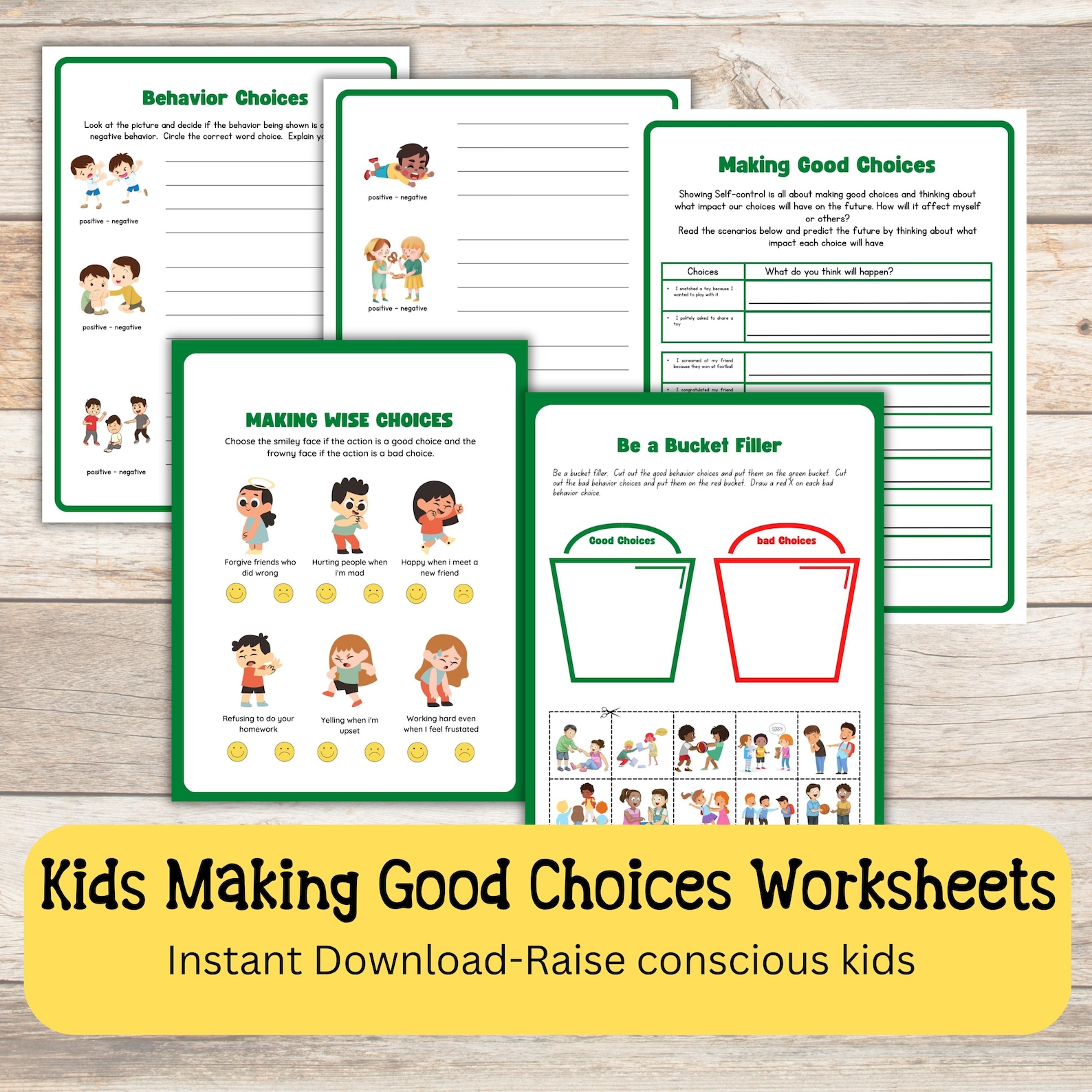 Good Vs Bad Choices Worksheets Social Skills Sorting Activities Autism ...