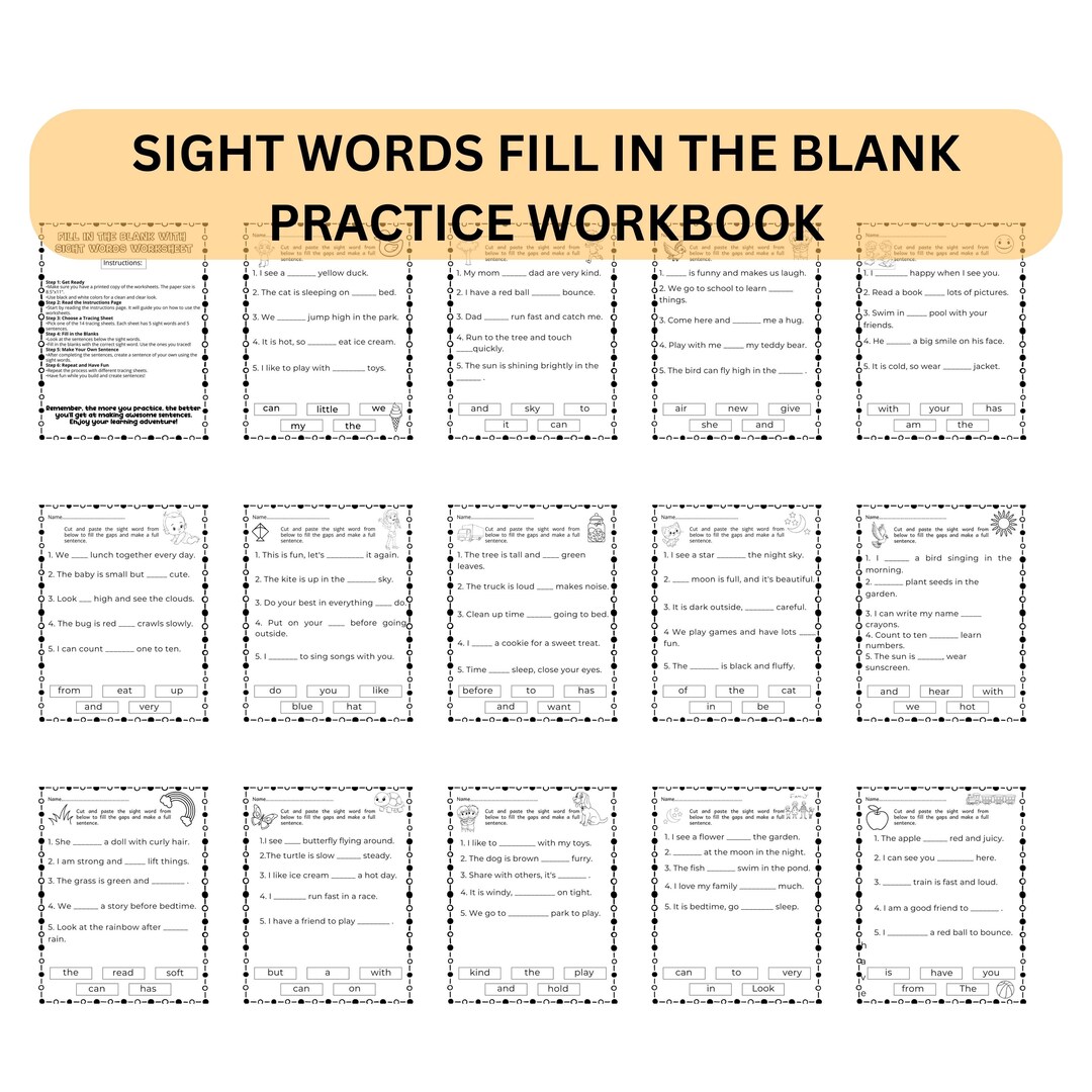 Printable Let's Learn Sight Words Worksheets. Kindergarten-1st Grade ...
