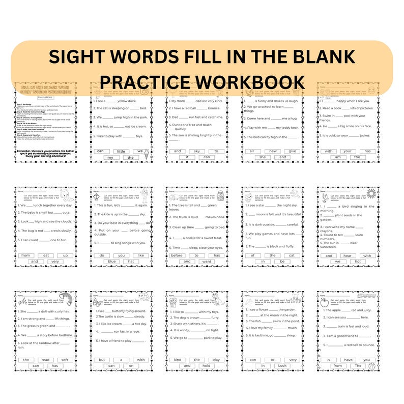 Printable Let's Learn Sight Words Worksheets. Kindergarten-1st Grade ...