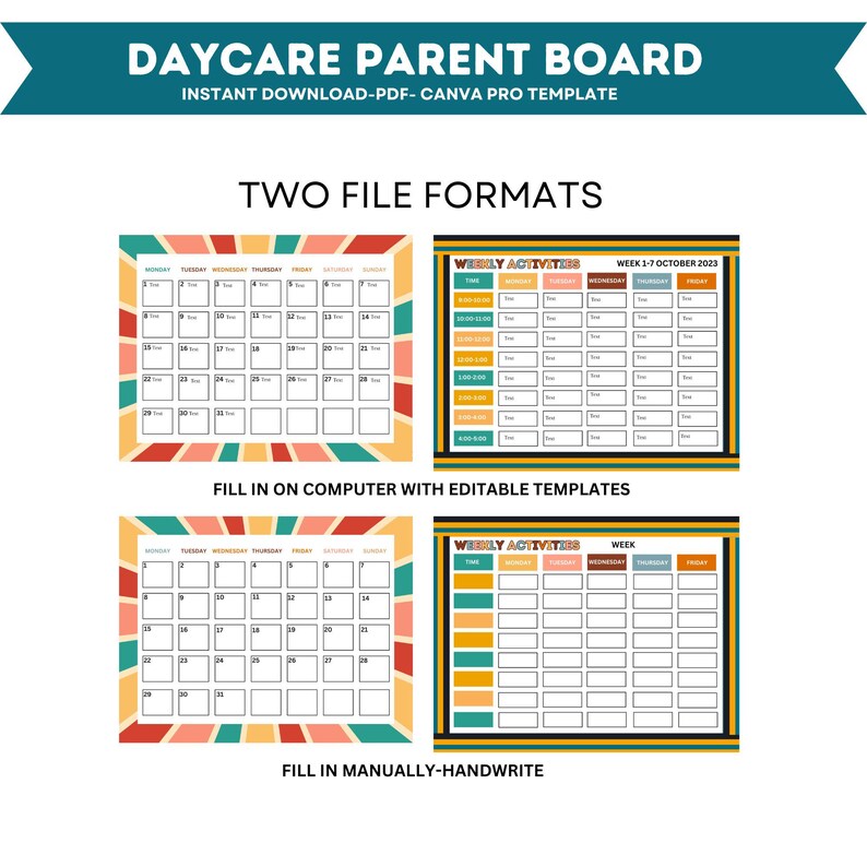 Daycare Parent Board Childcare Bulletin Board Canva Editable Template ...