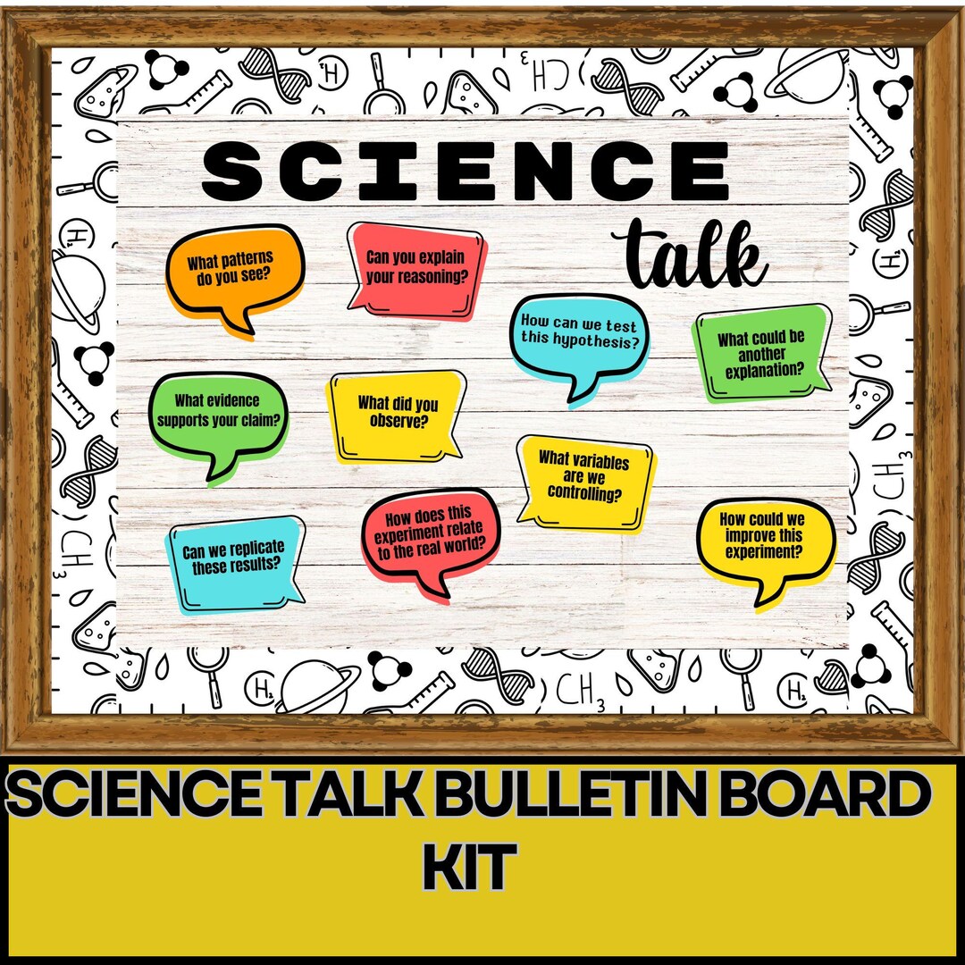 Bright Science Talk Bulletin Board Science Classroom Decor Science Door ...