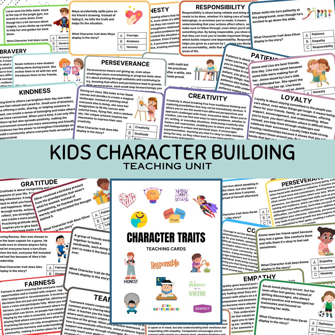 Kids Character Building Flash Cards - Acceptance and Commitment Therapy ...