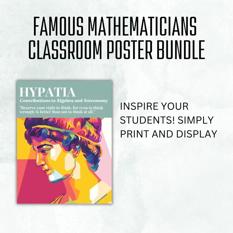 Math Bulletin Board Mathematics Posters Mathematicians Quotes Bundle ...