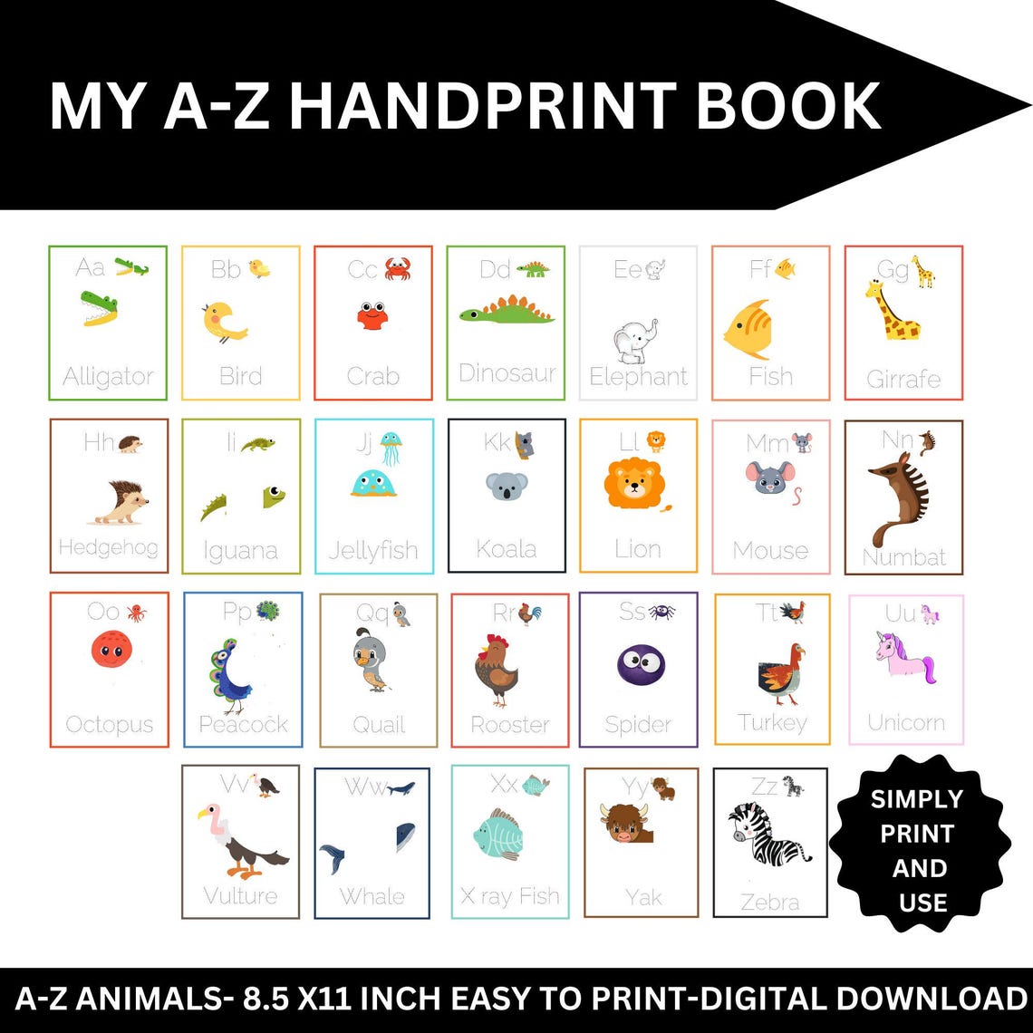 Alphabet Handprint Craft Alphabet Craft Alphabet Handprint Book Animal ...