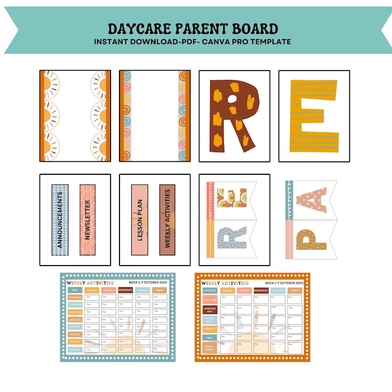 Daycare Parent Board Childcare Bulletin Board Canva Editable Template ...
