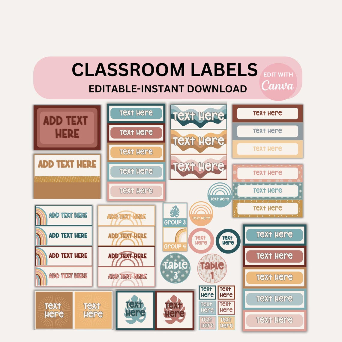 Modern Boho Classroom Labels: Editable Bin and Drawer Organization ...