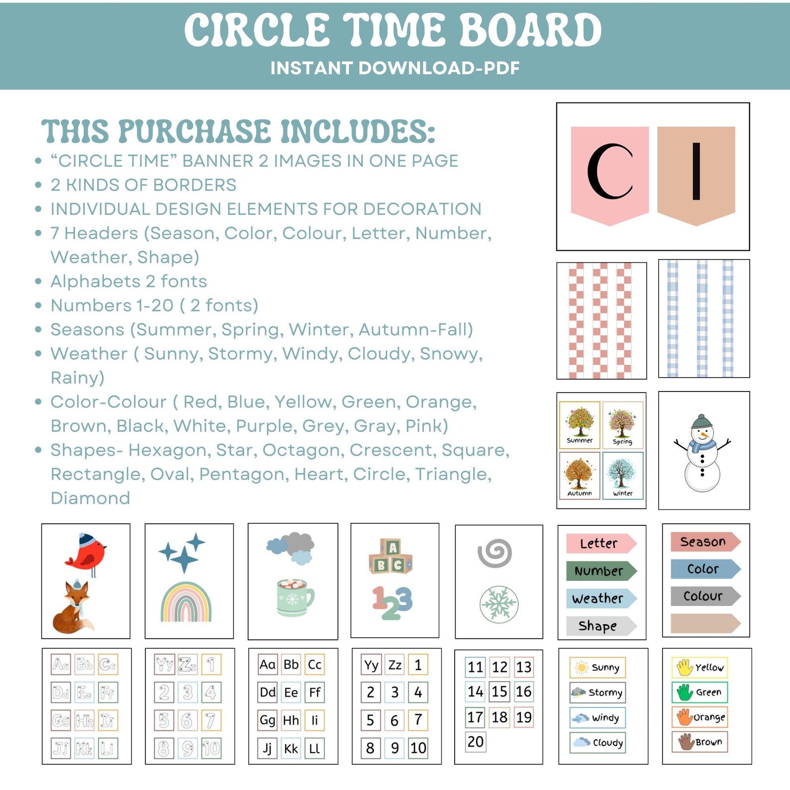 Circle Time Board Daycare Learning Preschool Homeschool Focus Board ...