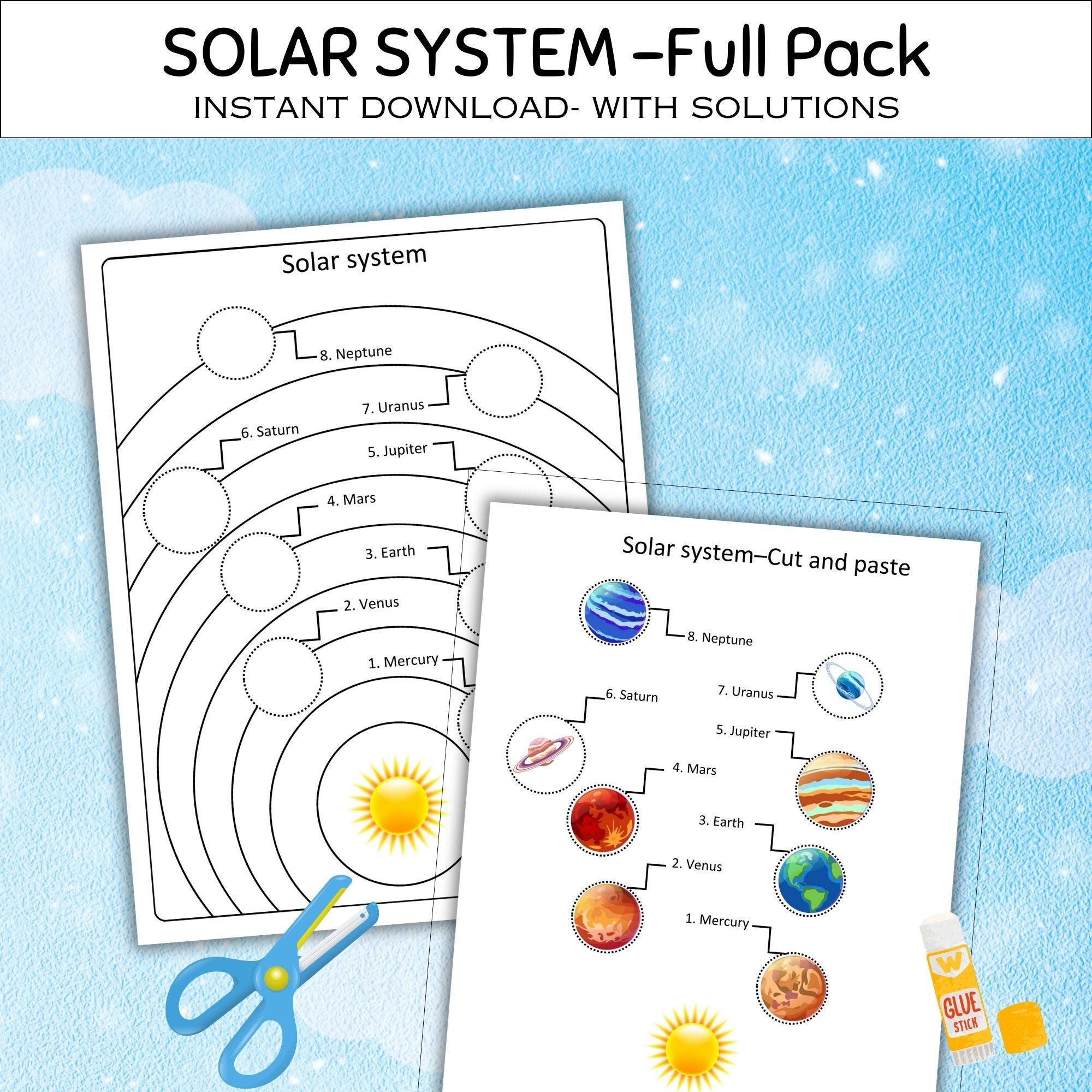 Solar System Pack Montessori Materials Educational Prints Toddler Flash ...