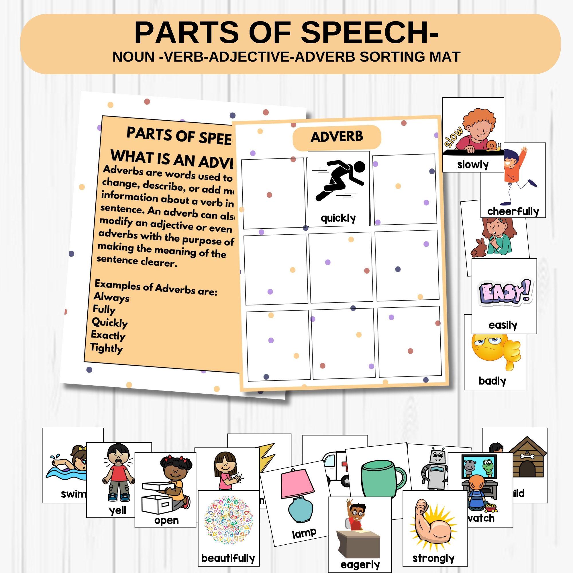 Parts of Speech Activity Printable Grammar Game Kids Language Arts ...
