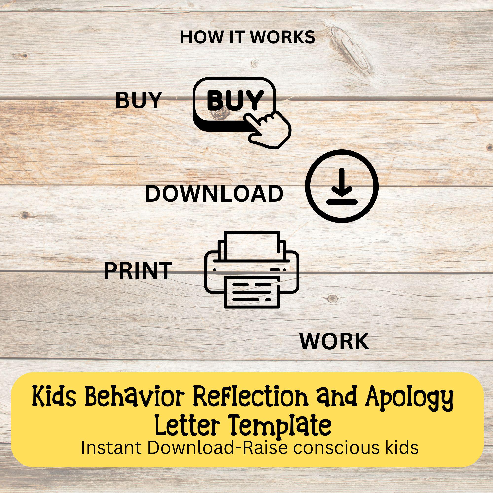 Behavior Reflection and Apology Letter Kids Apology Template ...