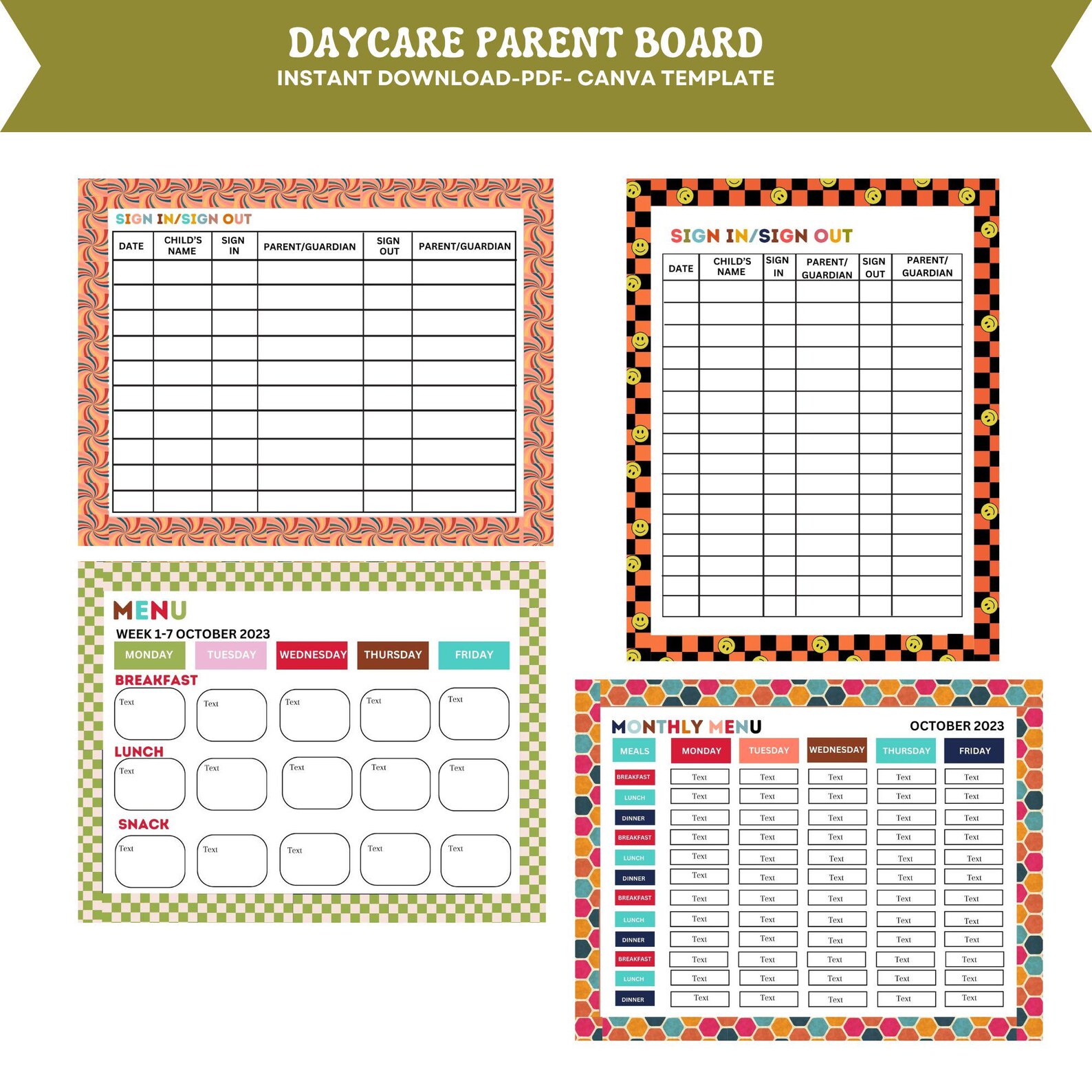 Daycare Parent Board Childcare Bulletin Board Canva Editable Template ...