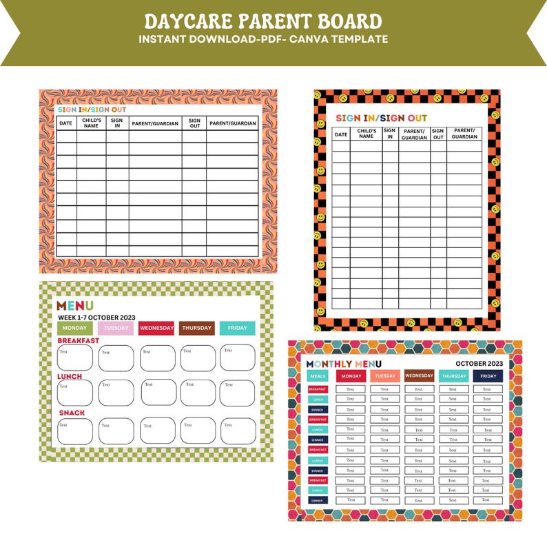 Daycare Parent Board Childcare Bulletin Board Canva Editable Template ...