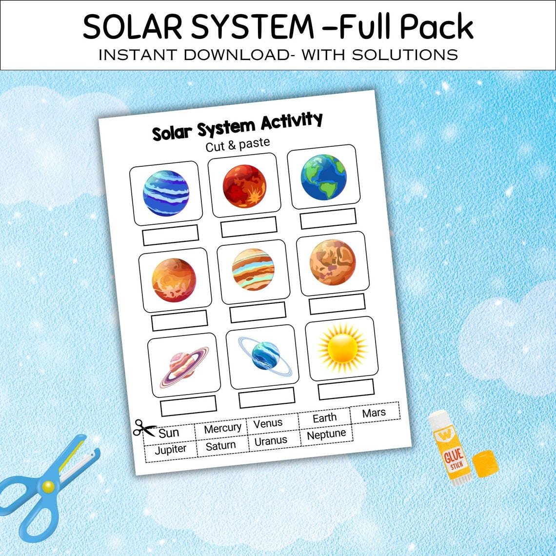 Solar System Pack Montessori Materials Educational Prints Toddler Flash ...