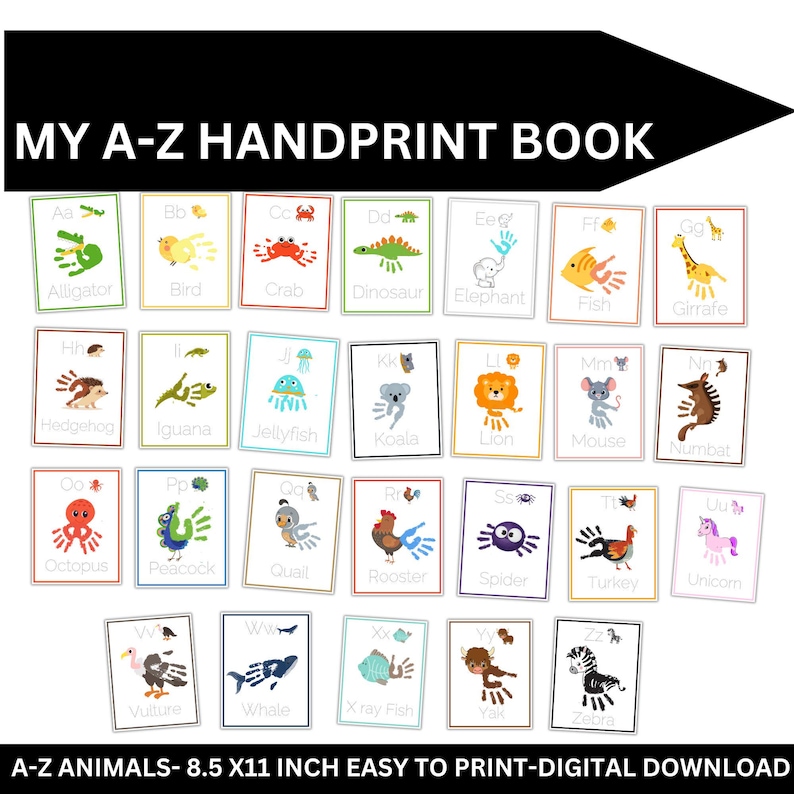 Alphabet Handprint Craft Alphabet Craft Alphabet Handprint Book Animal ...