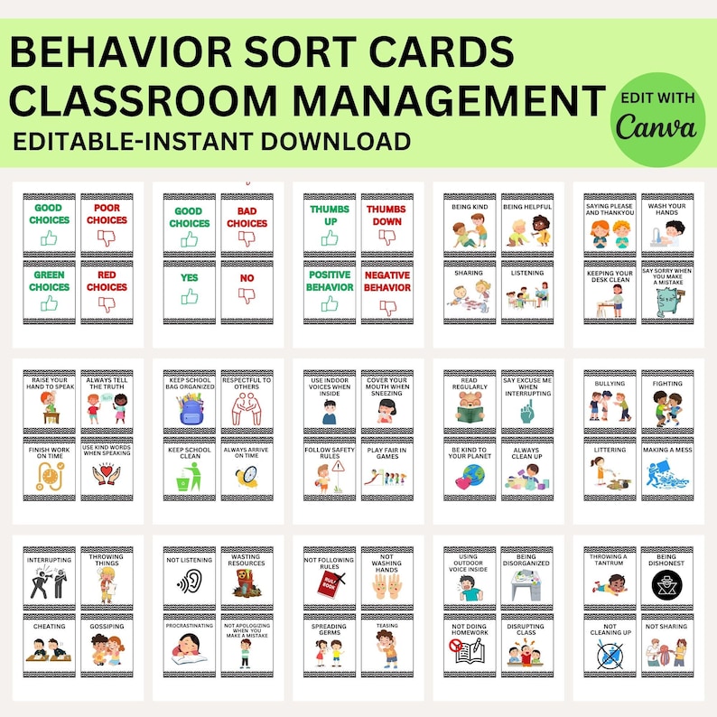 Behavior Sort Good and Bad Choices Positive and Negative Behavior ...
