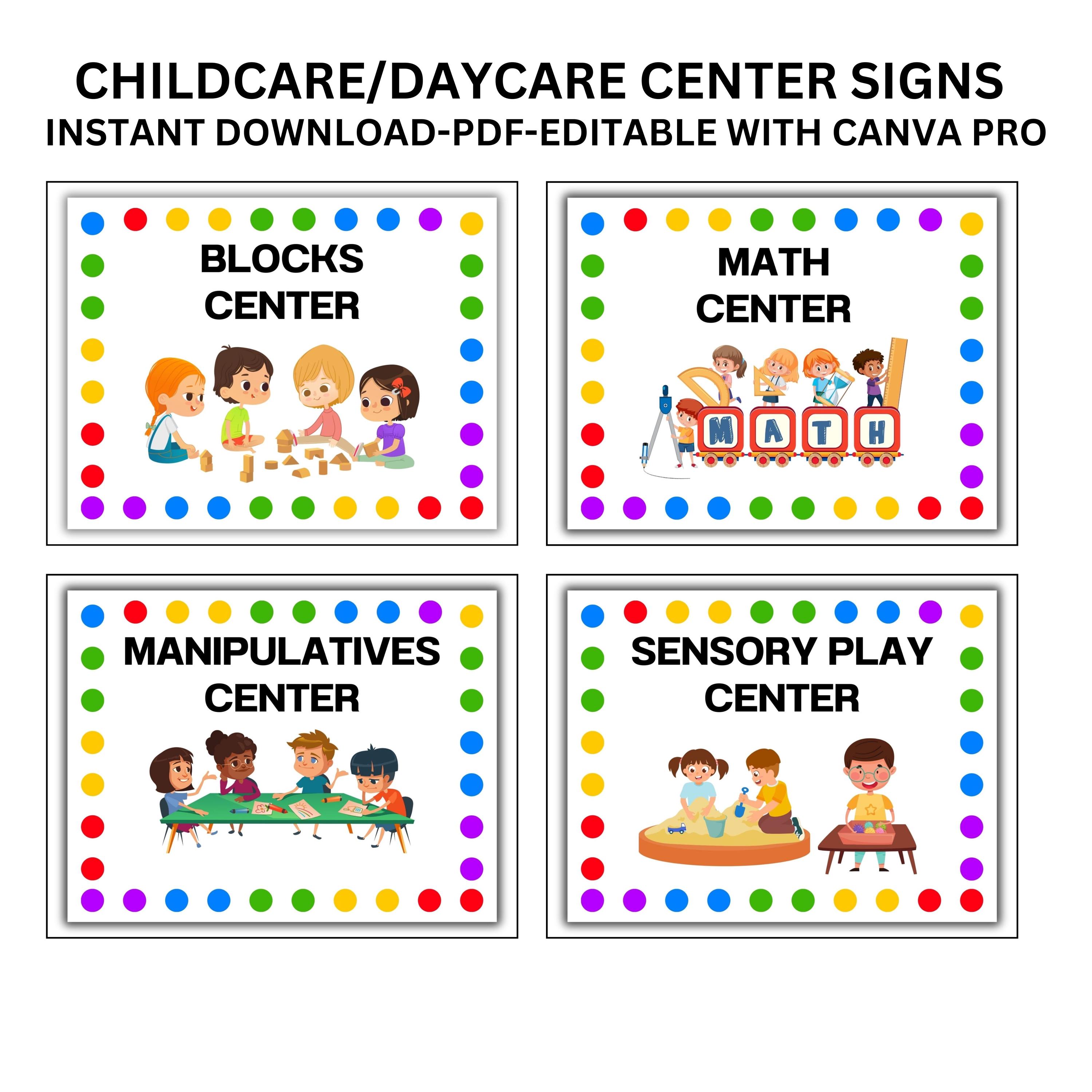 14 Colorful Preschool Signs Preschool Childcare Center Signage Daycare ...