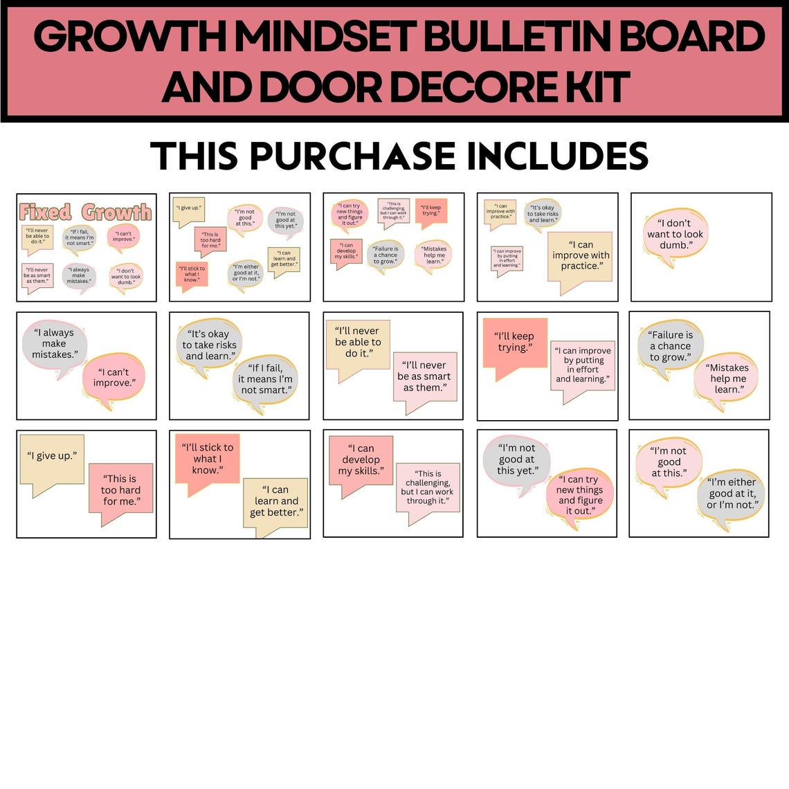 Change Your Mindset Bulletin Board Growth Mindset Pastel Classroom ...