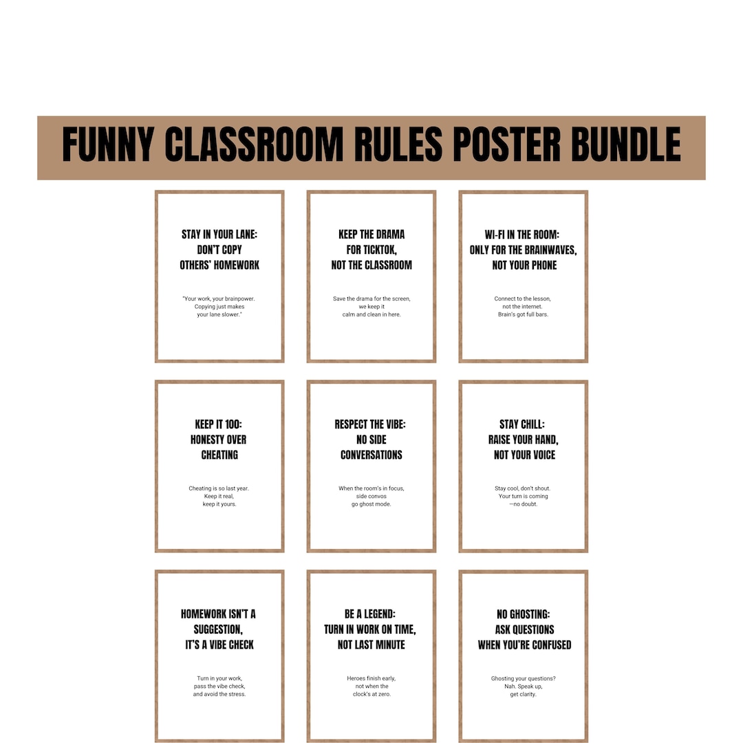 Funny Classroom Rules Printable Classroom Decor Black and White School ...