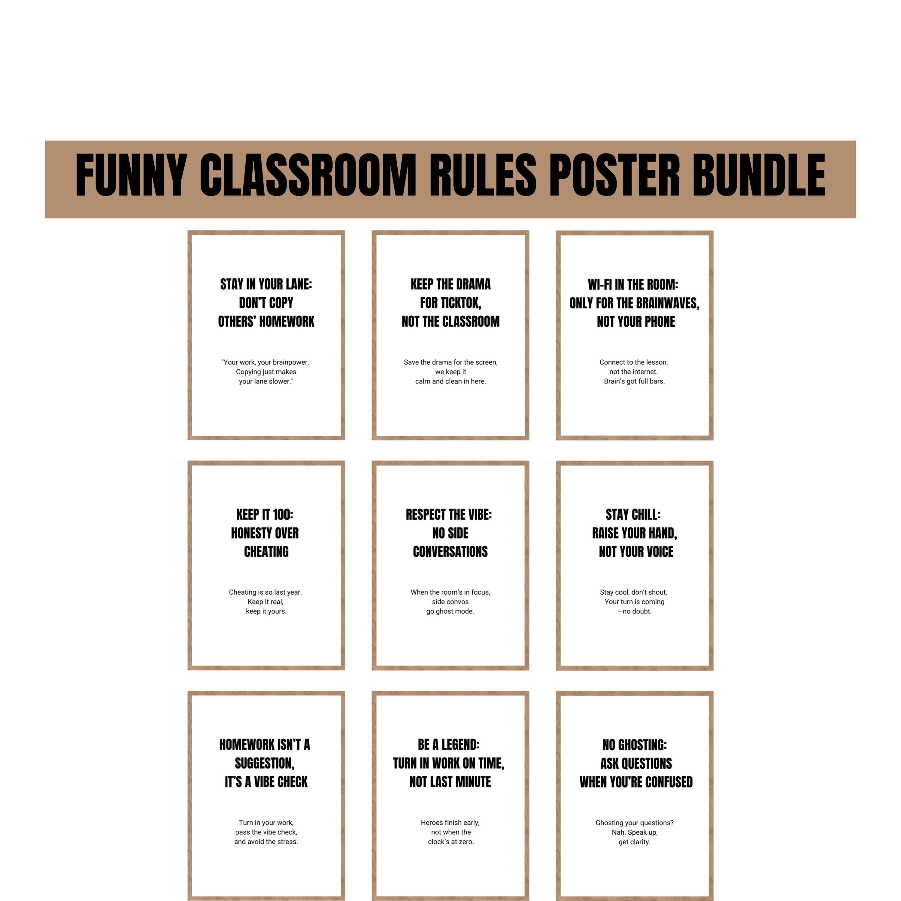 Funny Classroom Rules Printable Classroom Decor Black and White School ...