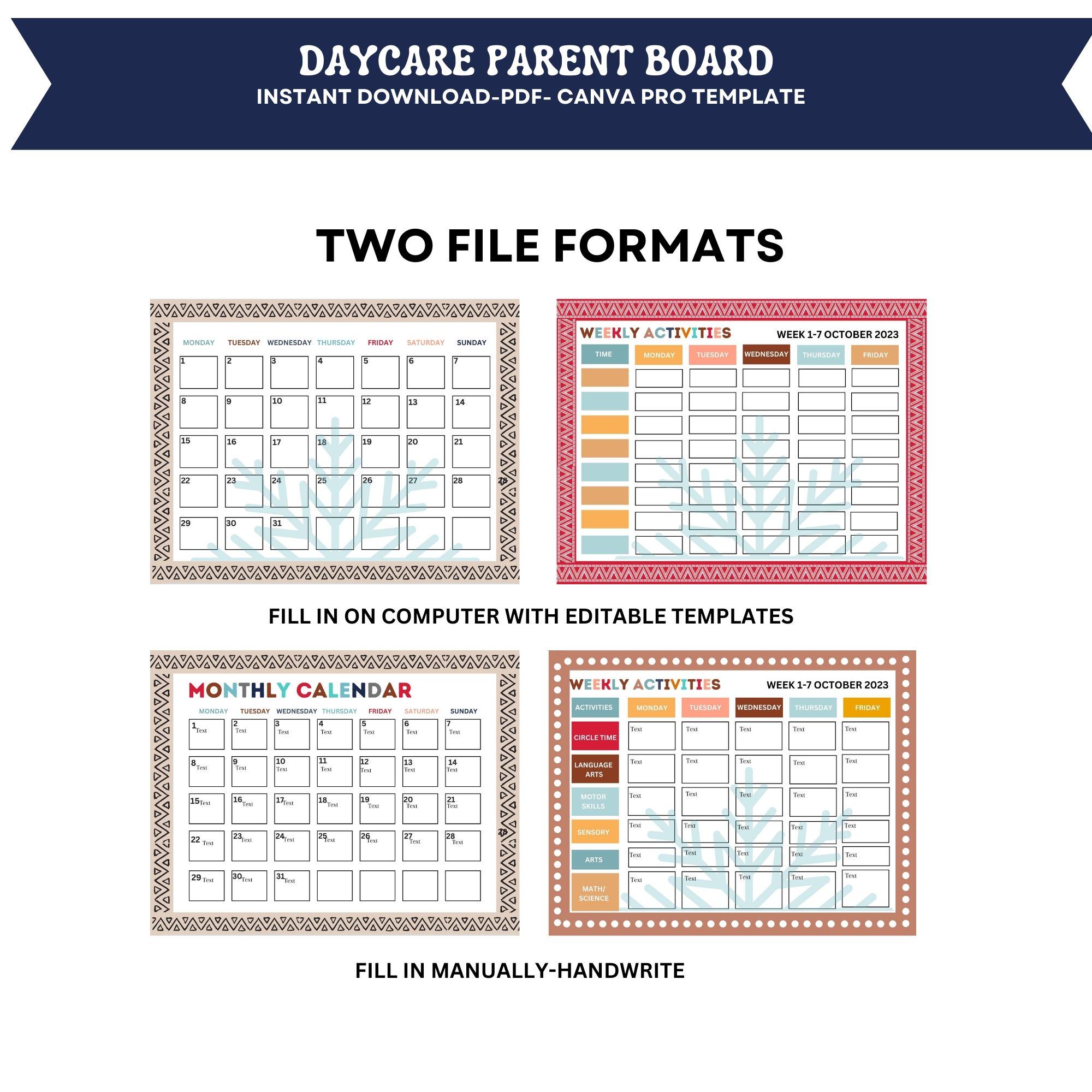 Winter Daycare Parent Board Childcare Bulletin Board Canva Editable ...