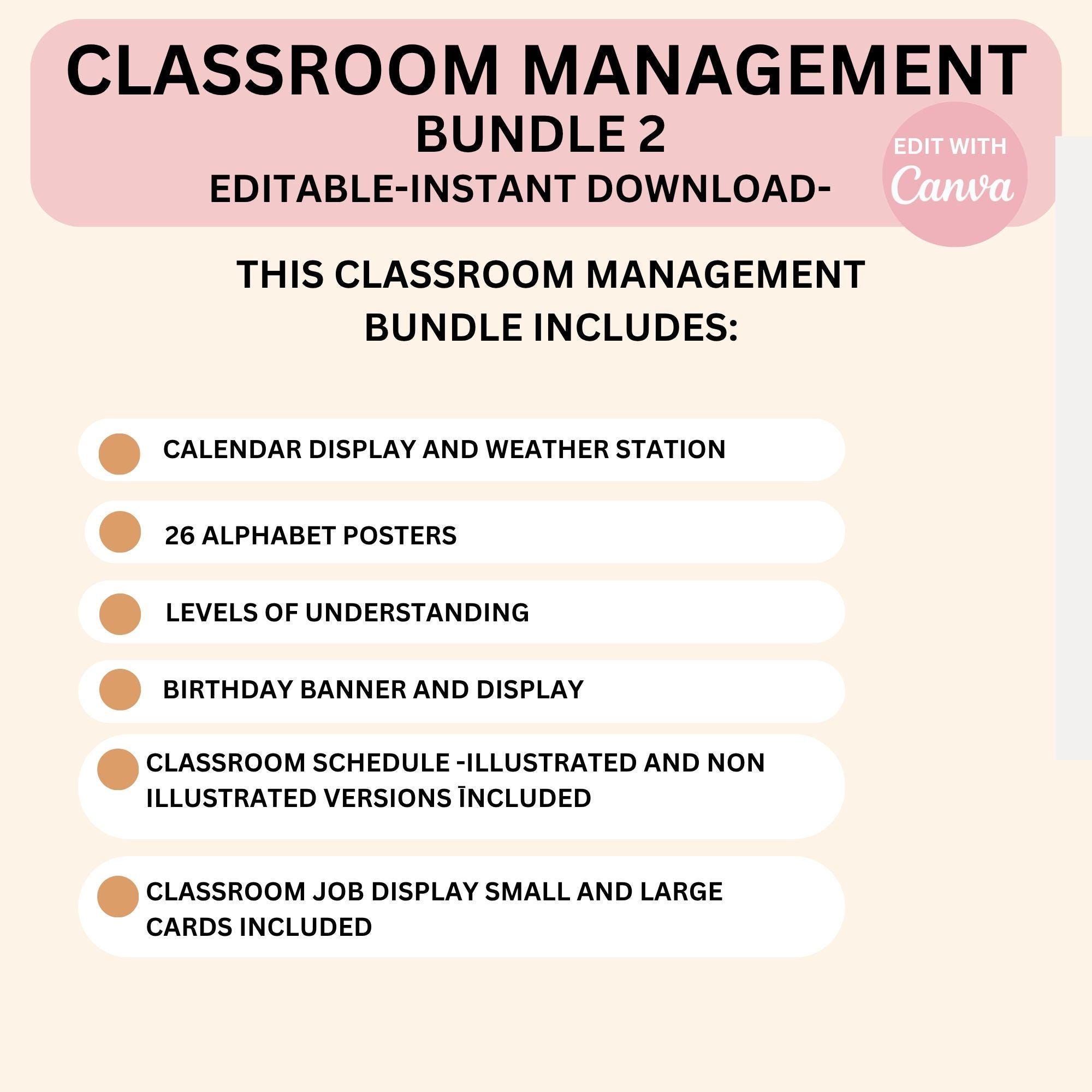 Editable Classroom Decor Modern Boho Bundle Printable Canva Templates ...
