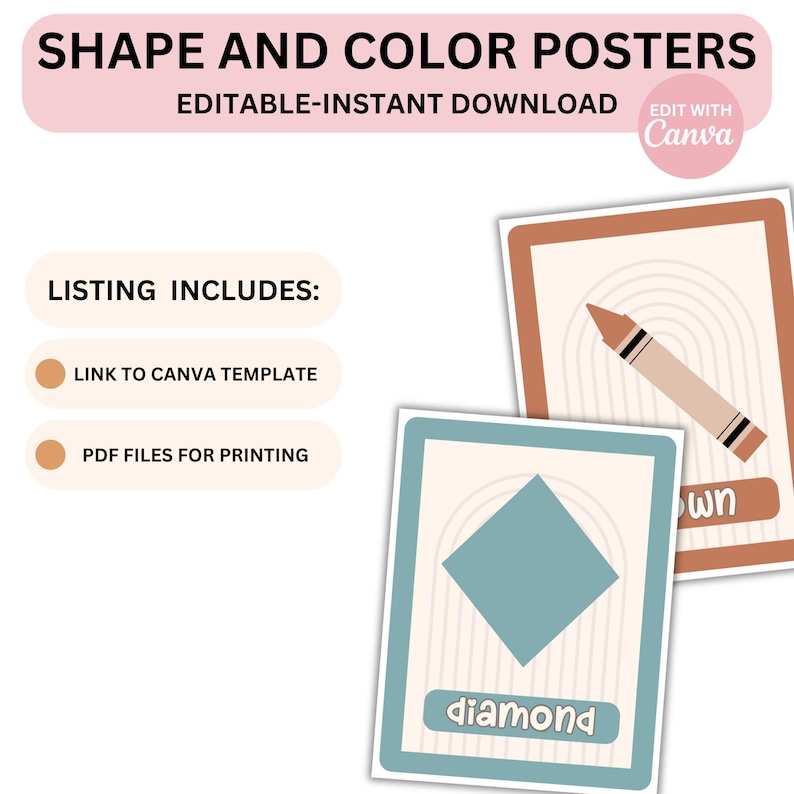 Classroom Shapes and Colors Printable Display Editable in Canva Modern ...