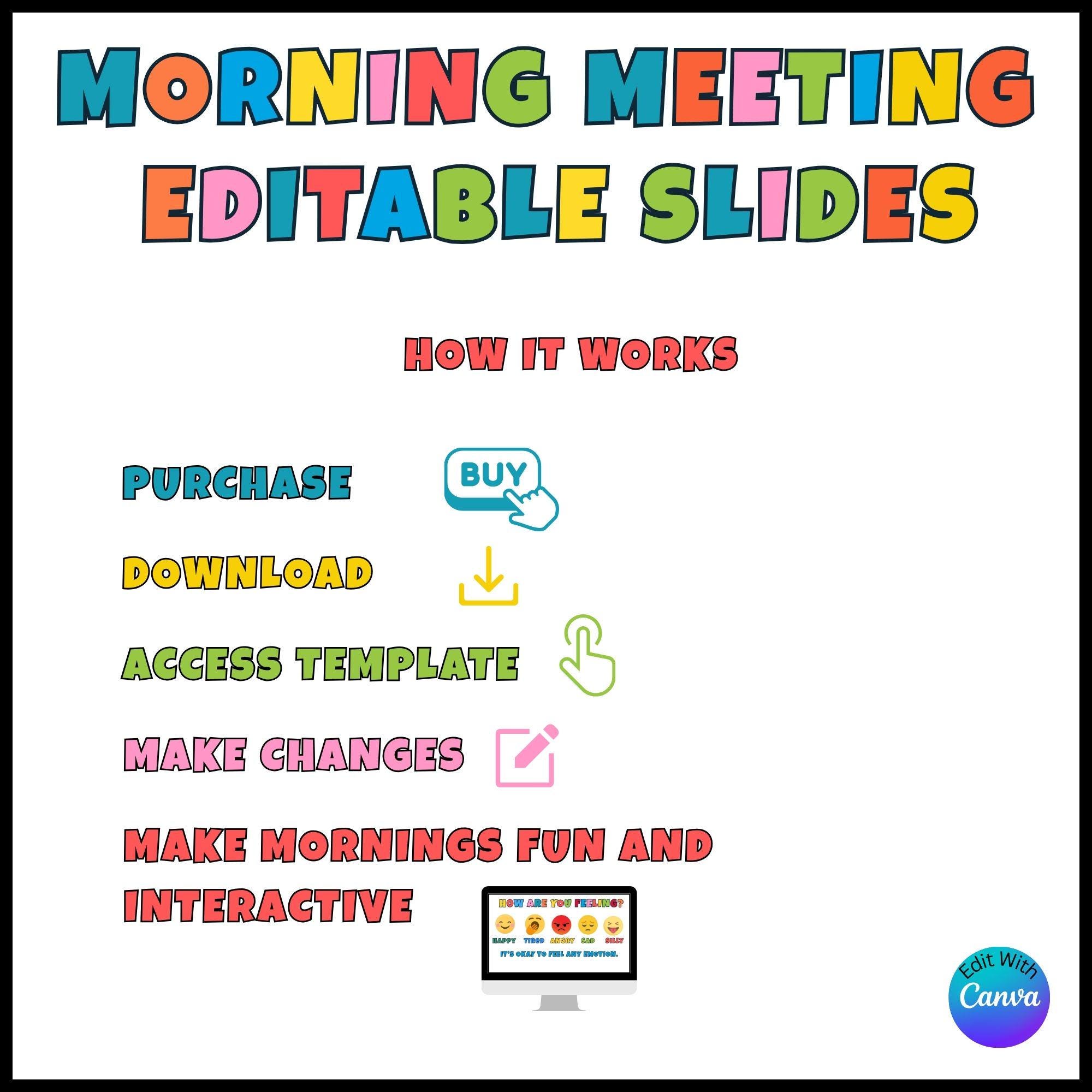 Editable Morning Meeting Slides for Preschool and Elementary | Daily ...