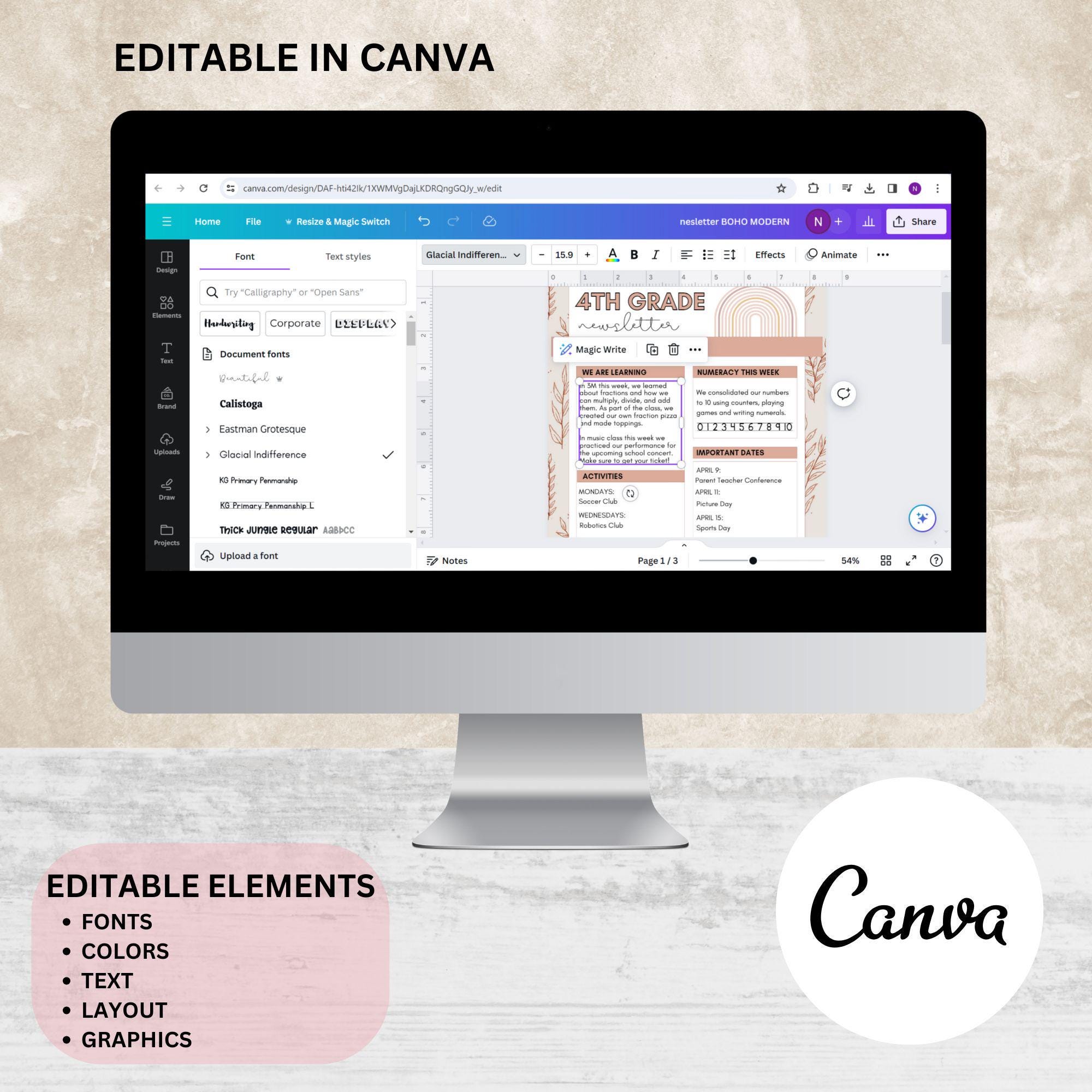 Classroom Newsletter Editable Templates Back to School Newsletter Boho ...