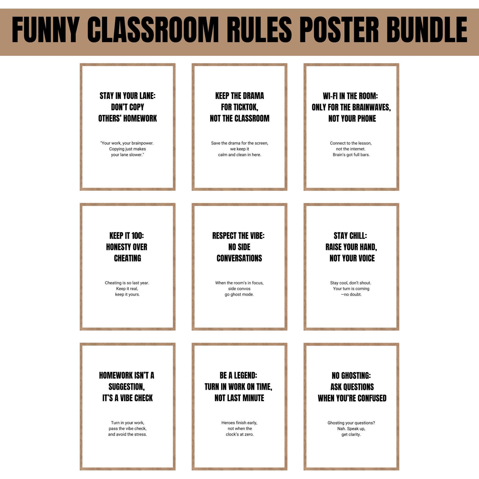Funny Classroom Rules Printable Classroom Decor Black and White School ...