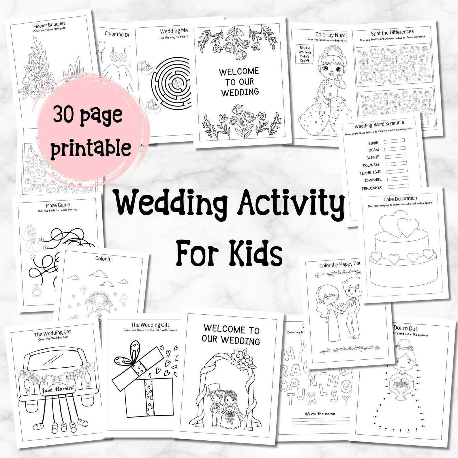 Kids Wedding Activity Pack Wedding Activity Book Coloring Book for Kids ...