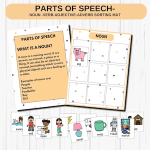 Parts of Speech Activity Printable Grammar Game Kids Language Arts ...