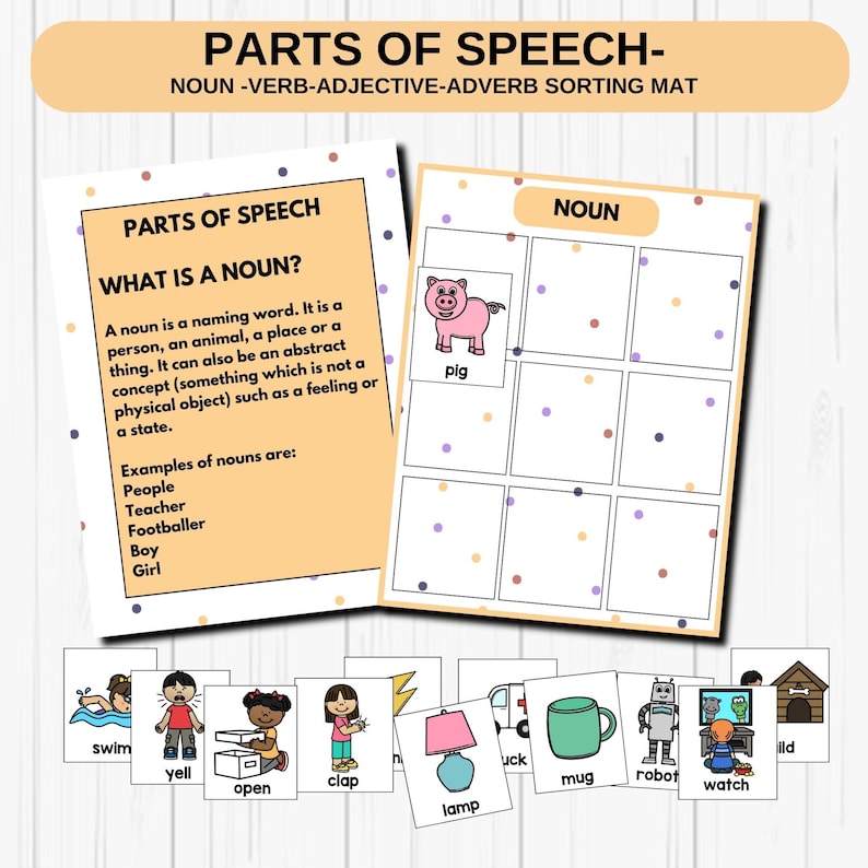 Parts of Speech Activity Printable Grammar Game Kids Language Arts ...