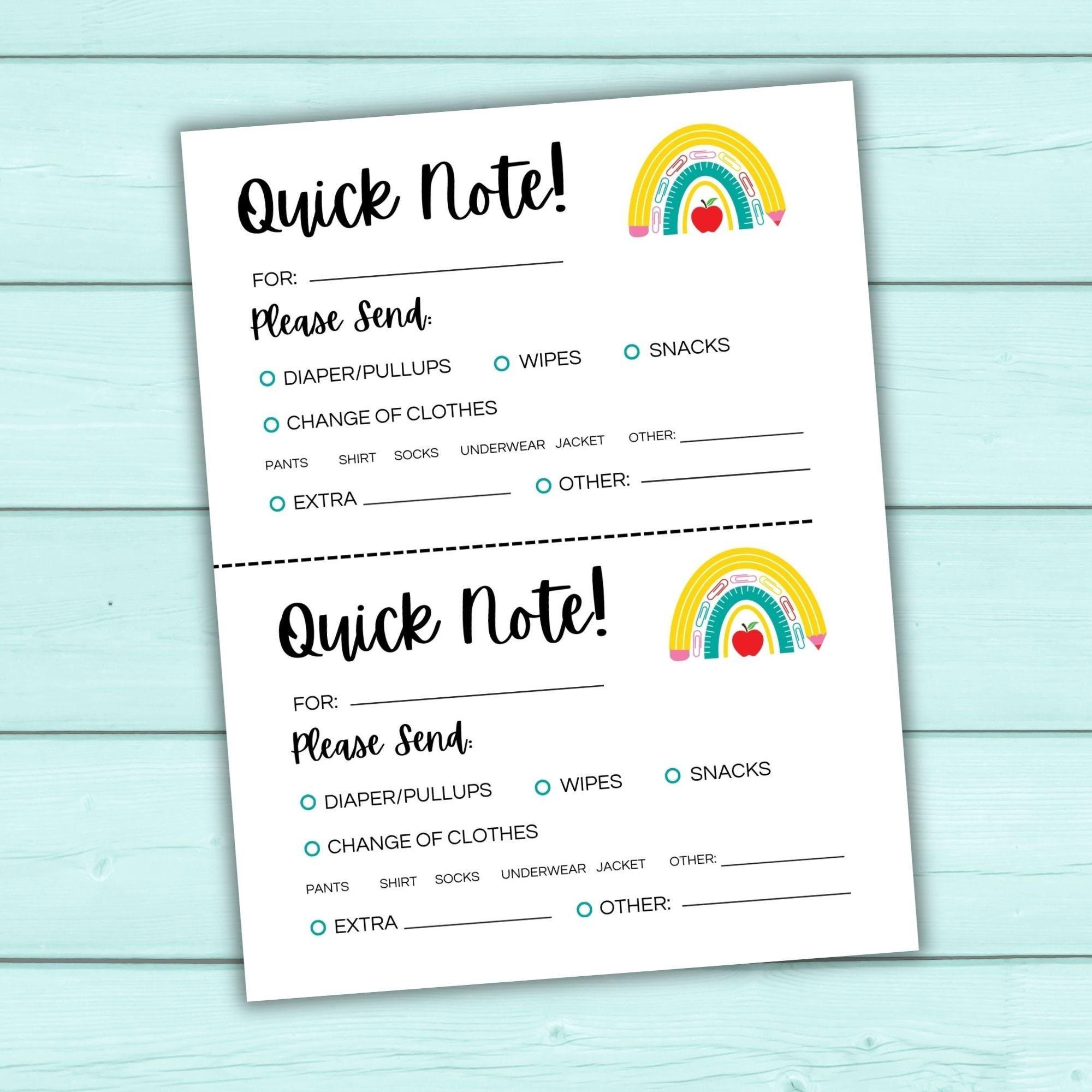 Daycare Note Home Childcare Mail Daycare Folder Note From Teacher ...