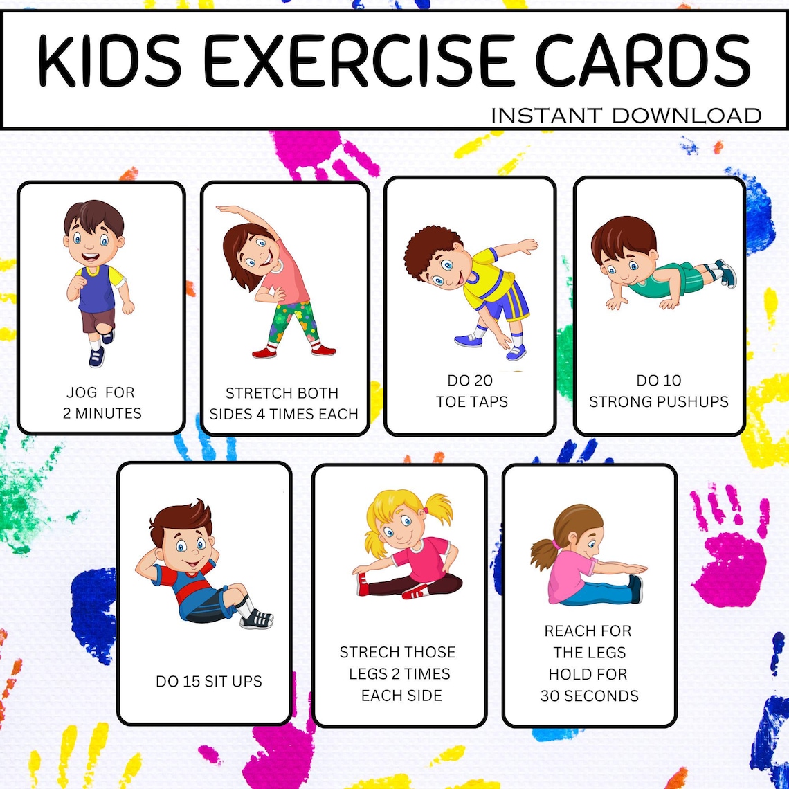 Kids Exercise Cards: Movement & Brain Breaks (printable) - Etsy