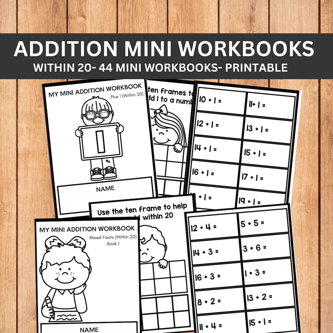 44 Printable Addition Mini Workbooks (numbers 1-20) for Preschool ...