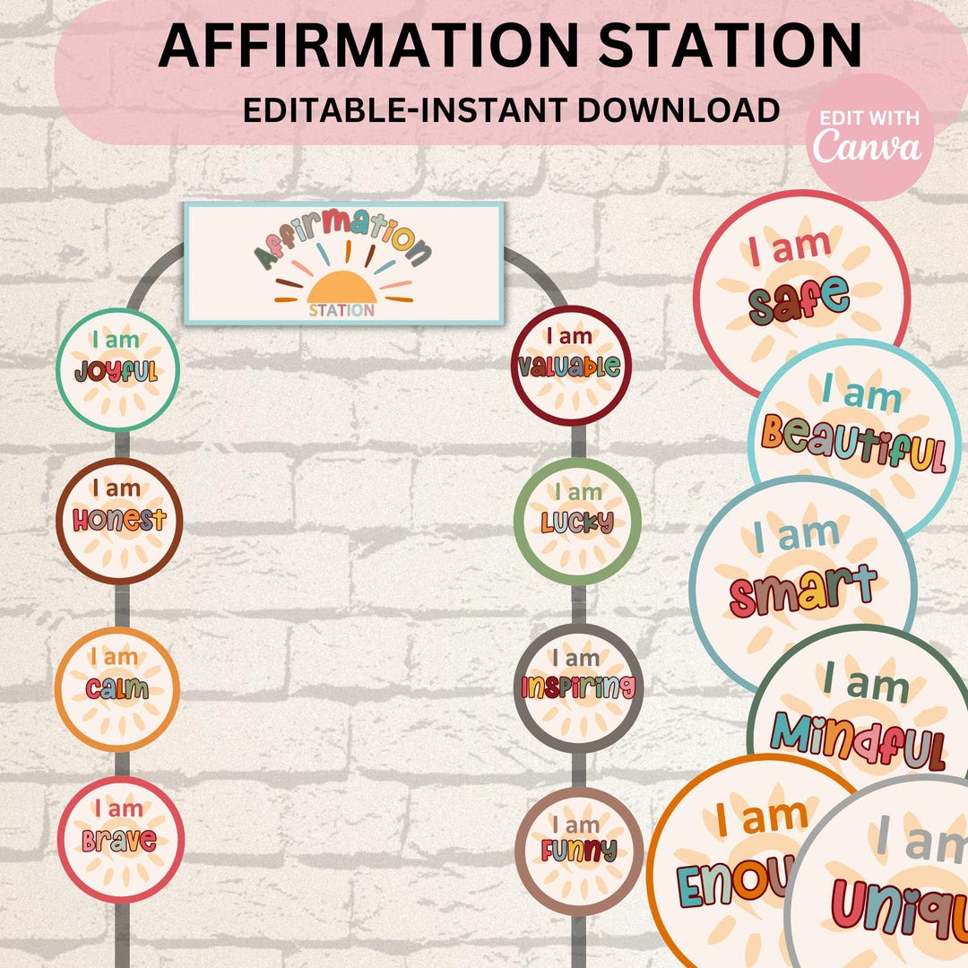 Boho Classroom Affirmation Station: Neutral Decor, Editable Digital ...