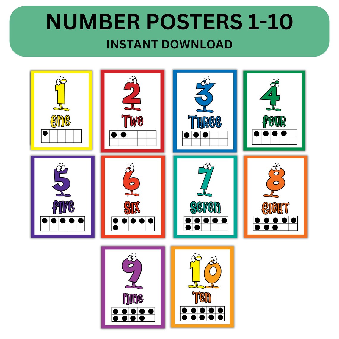 Number Posters Classroom 0-10 Class Posters Education Flash Cards ...