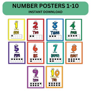 Number Posters Classroom 0-10 Class Posters Education Flash Cards ...